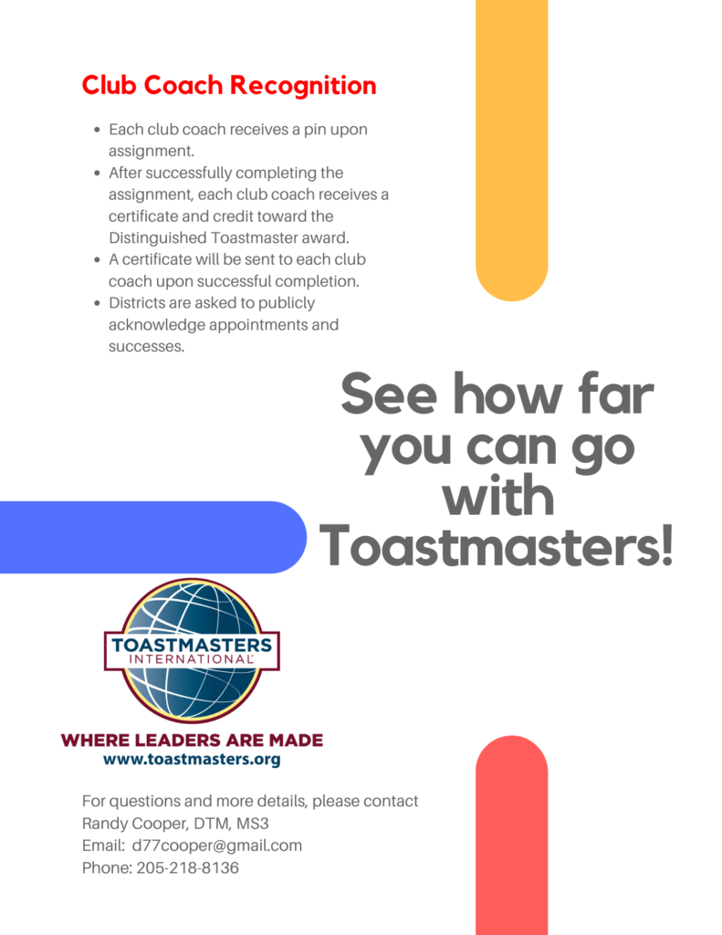 Club Coach – Toastmasters District 77